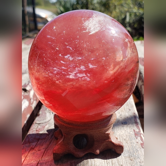 Other | Red Smelting Quartz Crystal Sphere 75 Mm | Poshmark